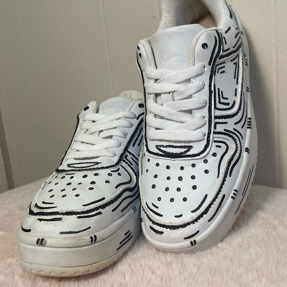 NOBO | Shoes | Super Cute Custom 2d White Tennis Shoes | Poshmark